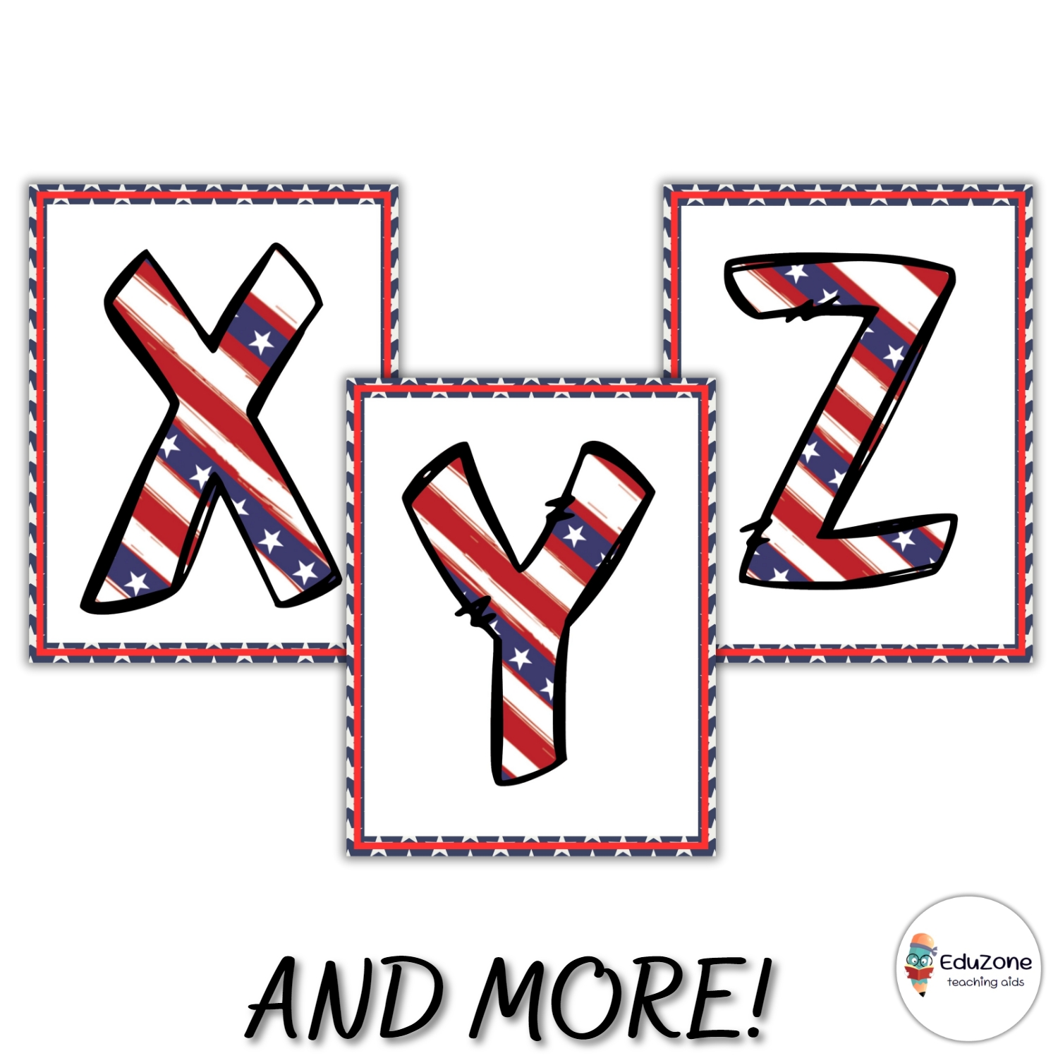 Patriotic Alphabet And Numbers posters: For 4th of July, Flag Day ...