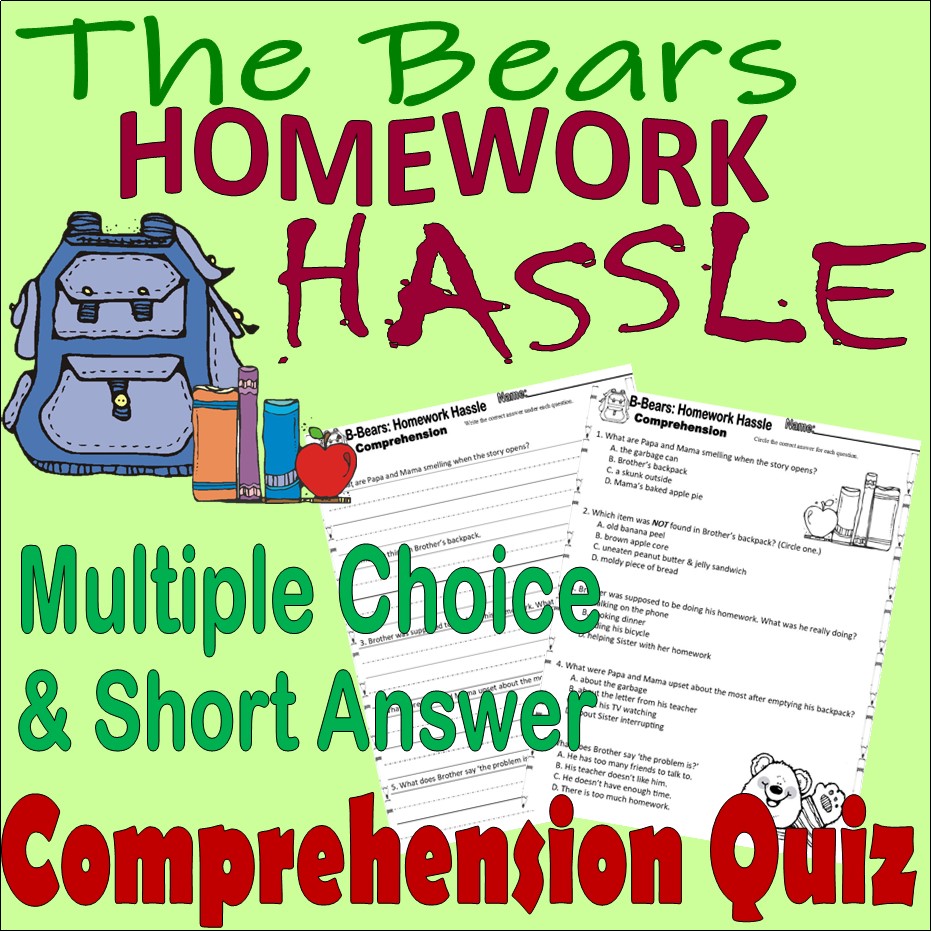 Bears Homework Hassle Comprehension Quiz Questions Test Berenstain ...