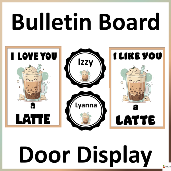 Food Pun Latte Bulletin Board Door Display Decoration Editable | Made ...