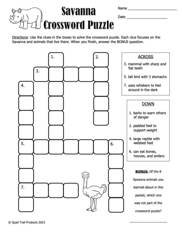 Animal Adaptations on the Savanna Activities and Worksheets | Made By ...