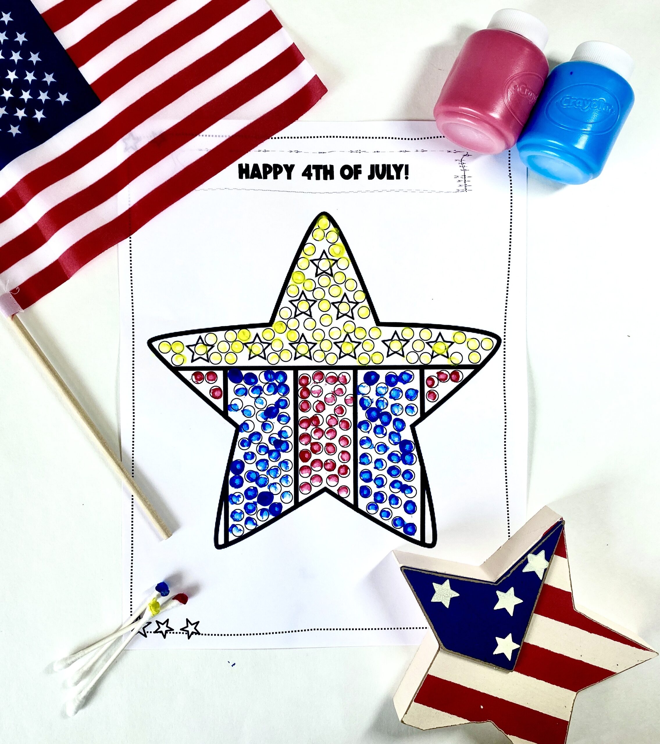 4th of July Q-Tip Art Packet | Made By Teachers
