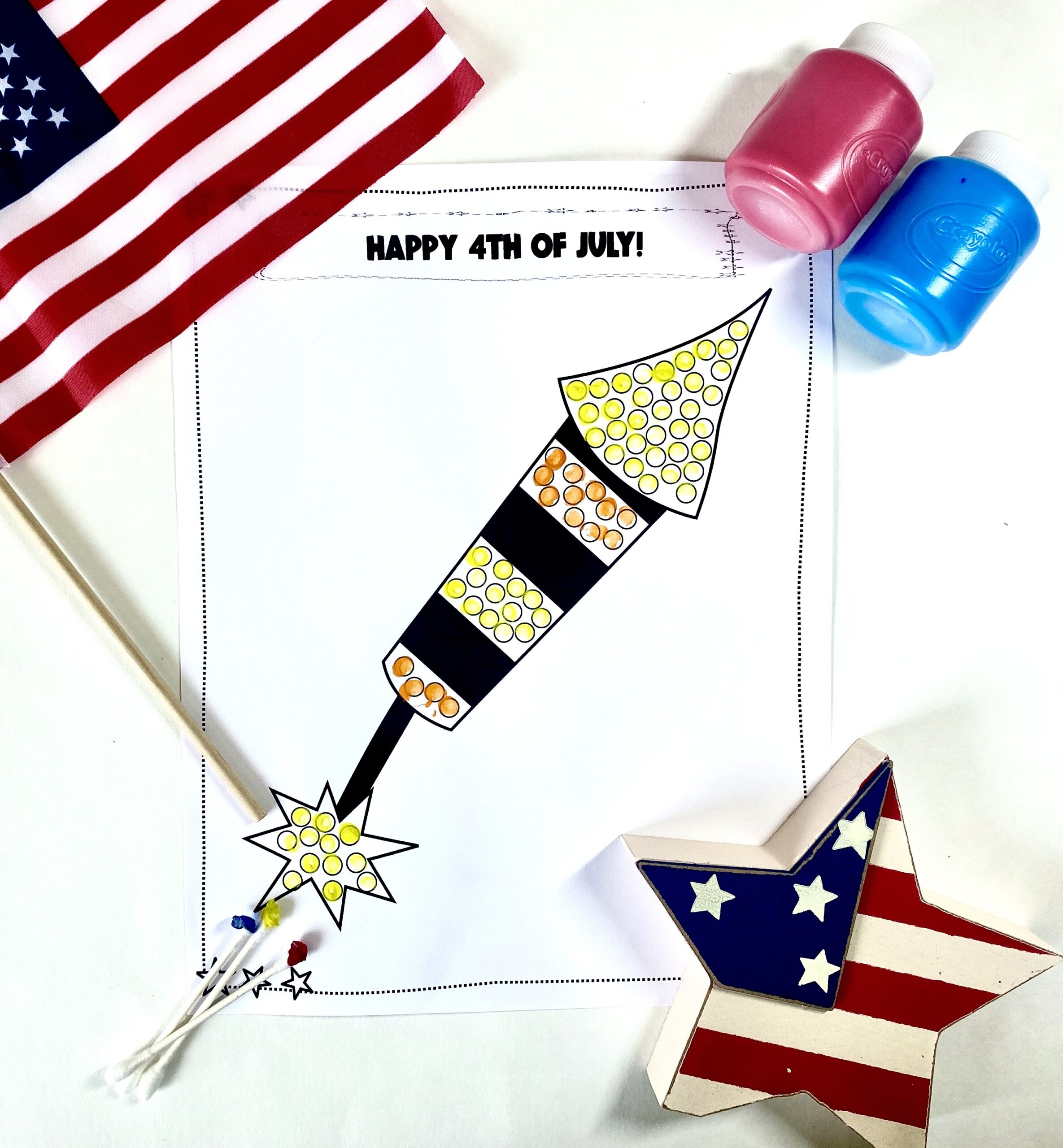 4th of July Q-Tip Art Packet | Made By Teachers