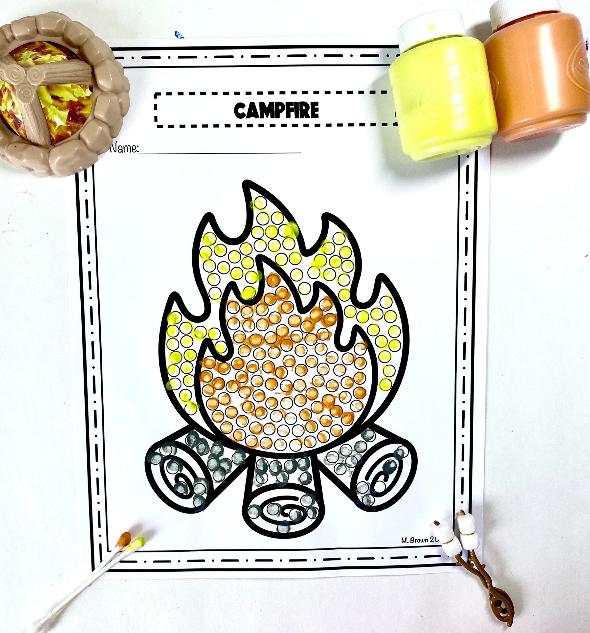 Camping Q-Tip Art Packet | Made By Teachers