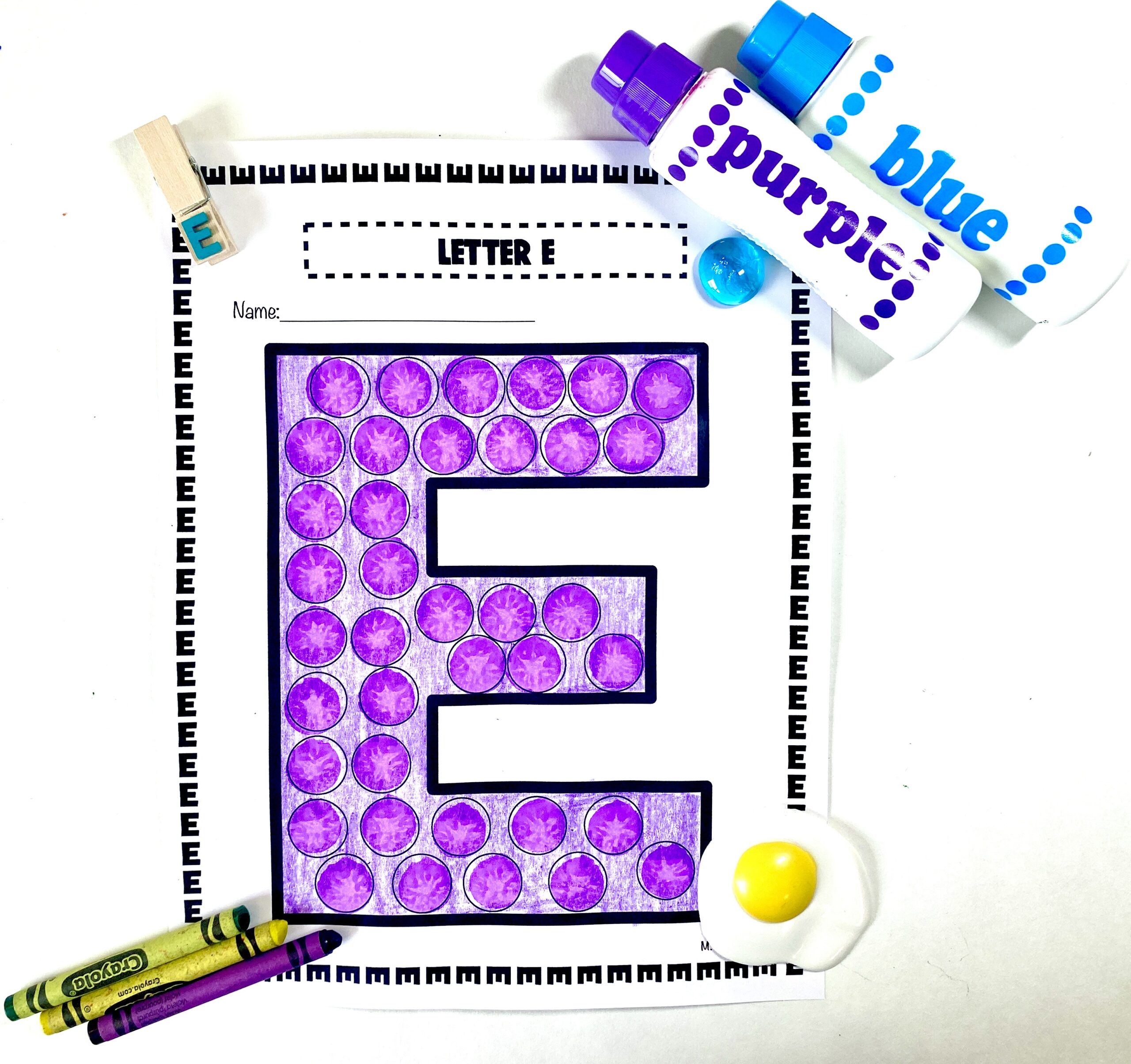 Letter E Do A Dot and Q-Tip Art Packet Bundle | Made By Teachers