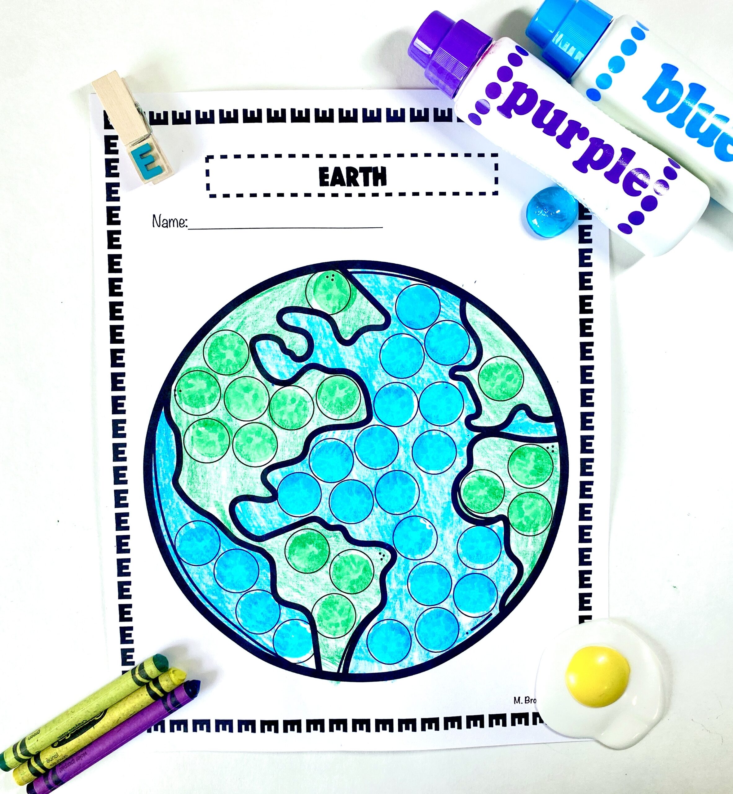 Letter E Do A Dot and Q-Tip Art Packet Bundle | Made By Teachers