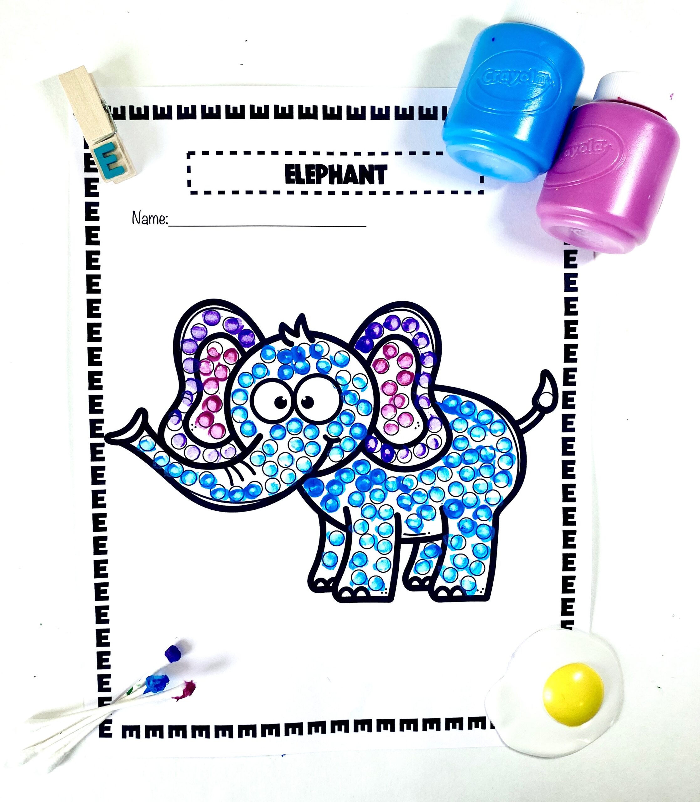 Letter E Do A Dot and Q-Tip Art Packet Bundle | Made By Teachers