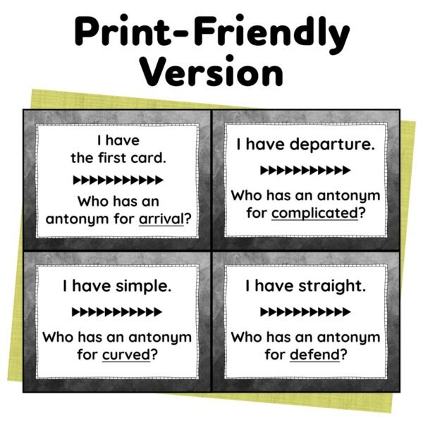 Synonyms and Antonyms Games with I have, Who has Cards - Vocabulary ...