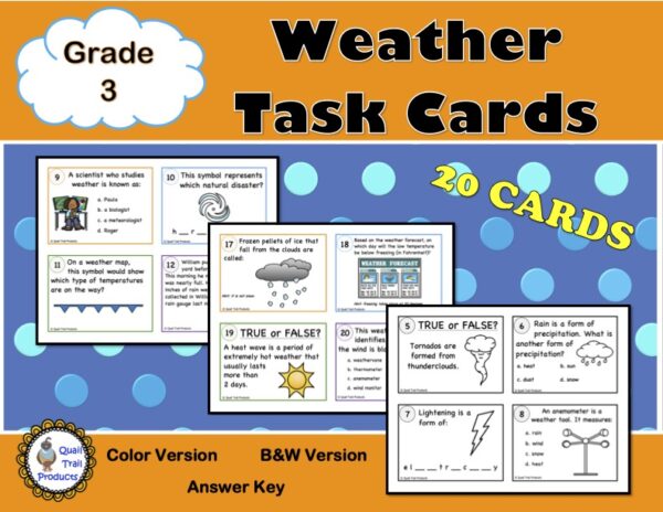 Grade 3 Weather Task Cards | Made By Teachers