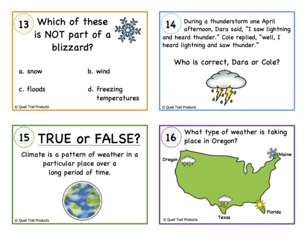 Grade 3 Weather Task Cards | Made By Teachers