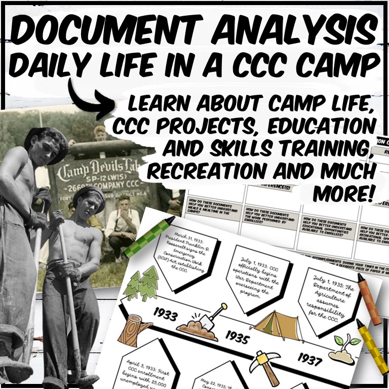 Document Analysis Activity- Daily Life in a CCC Camp | Made By Teachers
