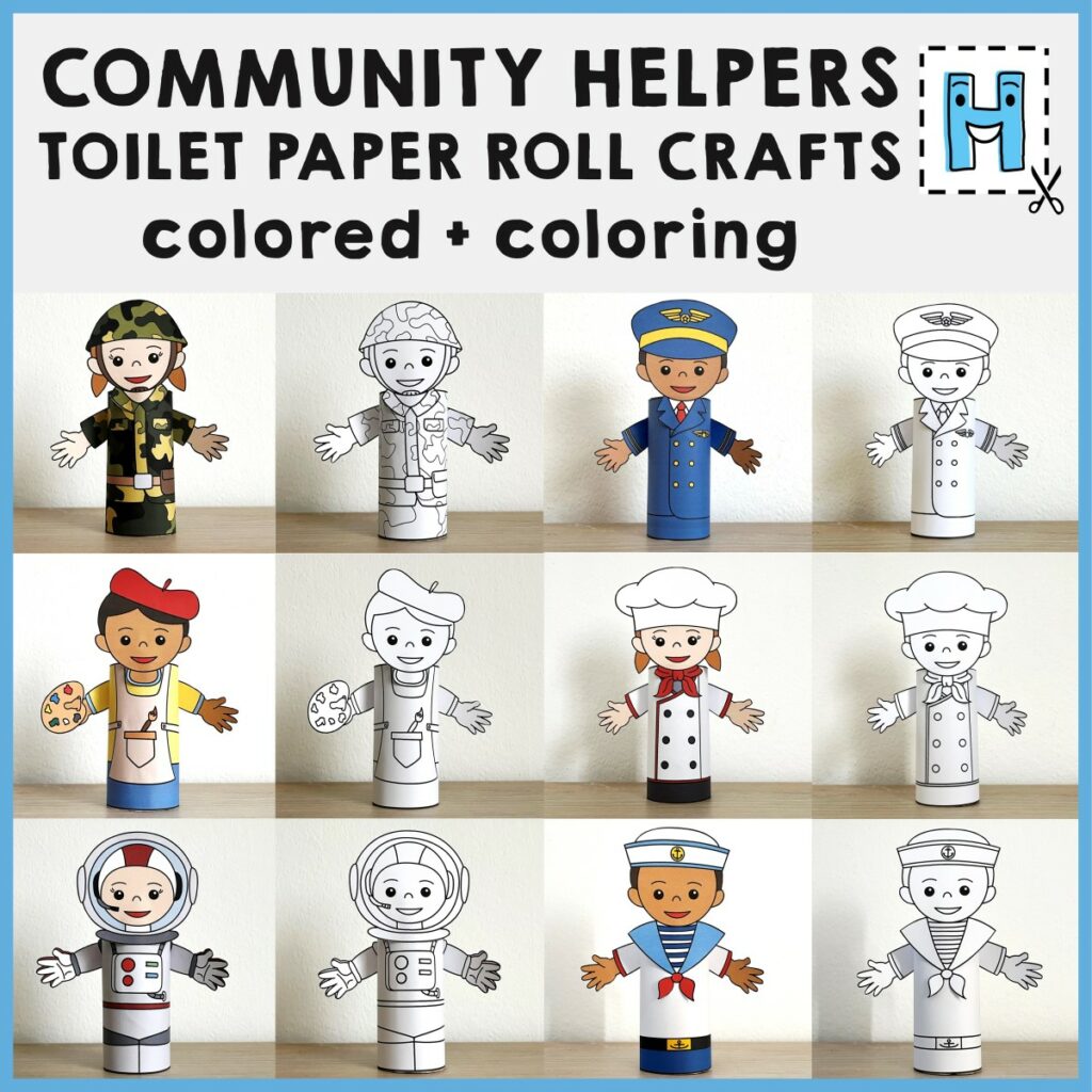 Community Helpers toilet paper roll craft Printable Career day Coloring ...