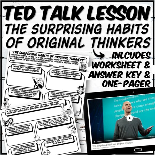 TED Talk Lesson: The Surprising Habits of Original Thinkers, by Adam ...
