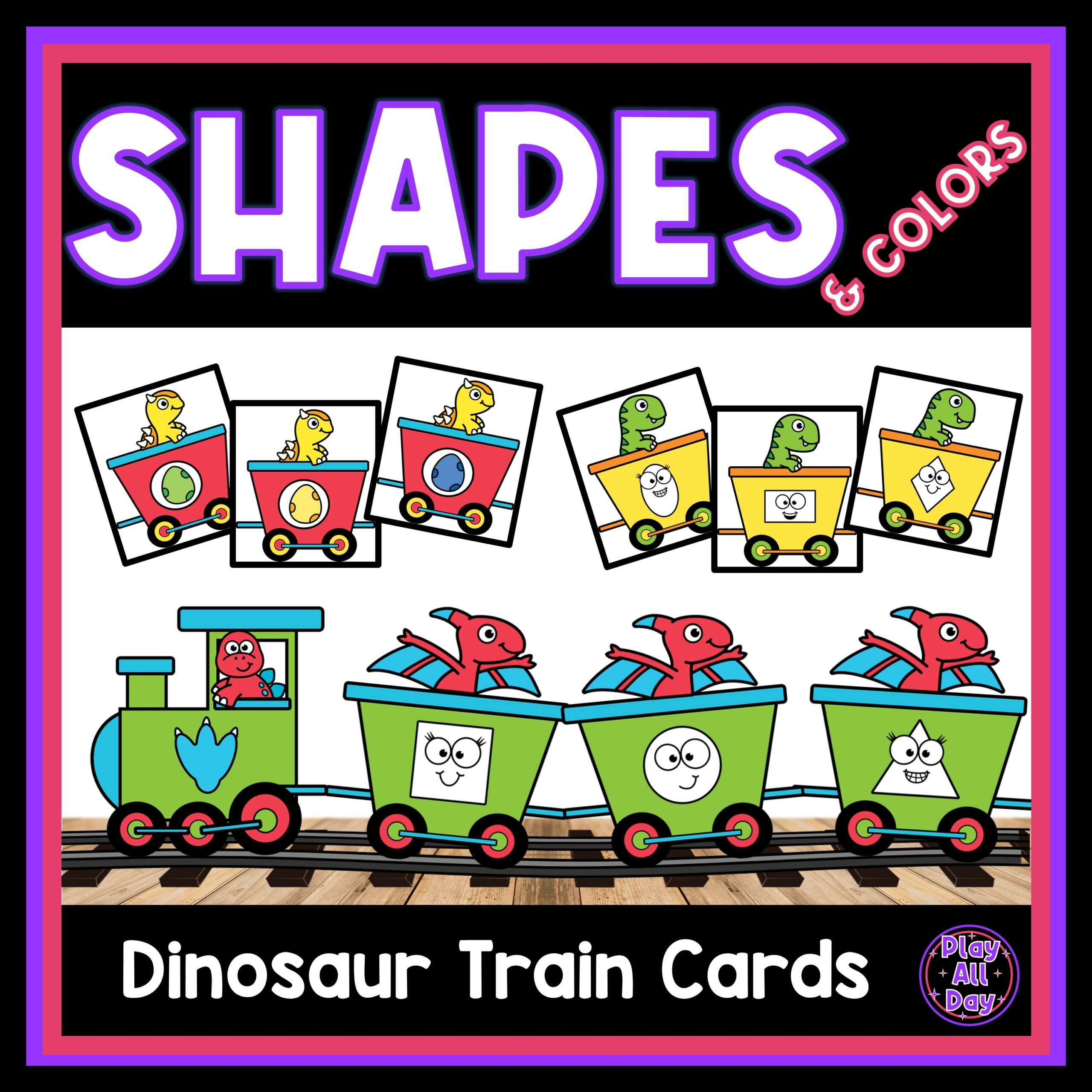 Dinosaur 2D Shapes and Colors Train | 2D Shapes and Colour Cards | Made ...