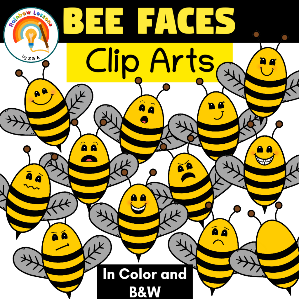 Bee Faces Clip Art | Bee Emotions Cliparts | Bee Cliparts | Made By ...