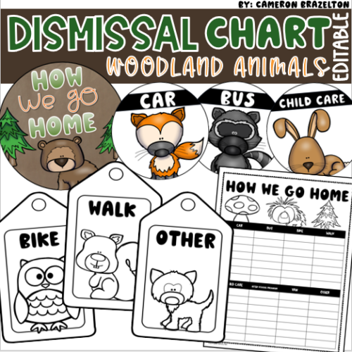 How We Go Home Dismissal Clip Chart End of the Day Woodland Animals ...