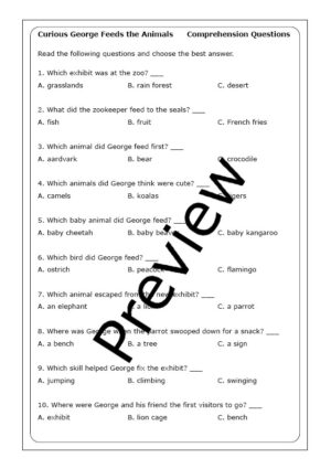 "Curious George Feeds the Animals" worksheets | Made By Teachers