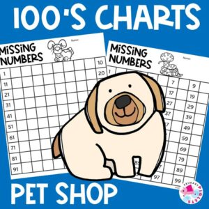 100s Charts Missing Numbers Worksheets - PETS | Counting Numbers to 100 ...
