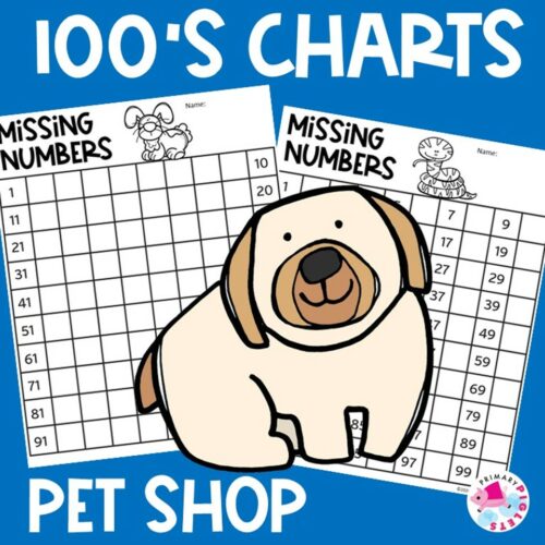 100s Charts Missing Numbers Worksheets - PETS | Counting Numbers to 100 ...