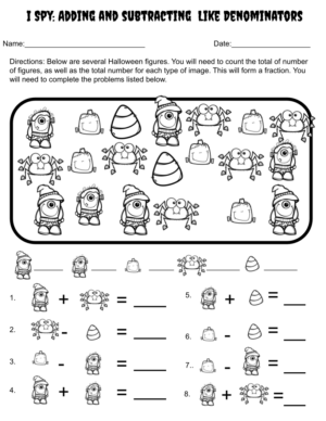 Halloween Adding and Subtracting Fractions with Like Denominators ...