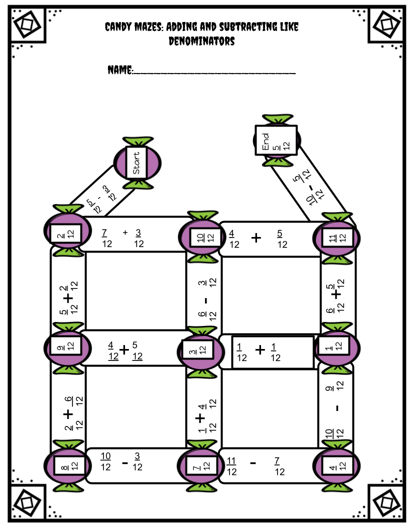 Halloween Adding and Subtracting Fractions with Like Denominators ...