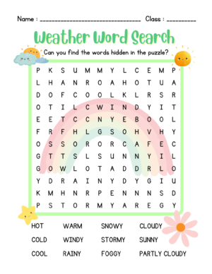 Colorful Illustrative Weather Vocabulary Worksheet | Made By Teachers