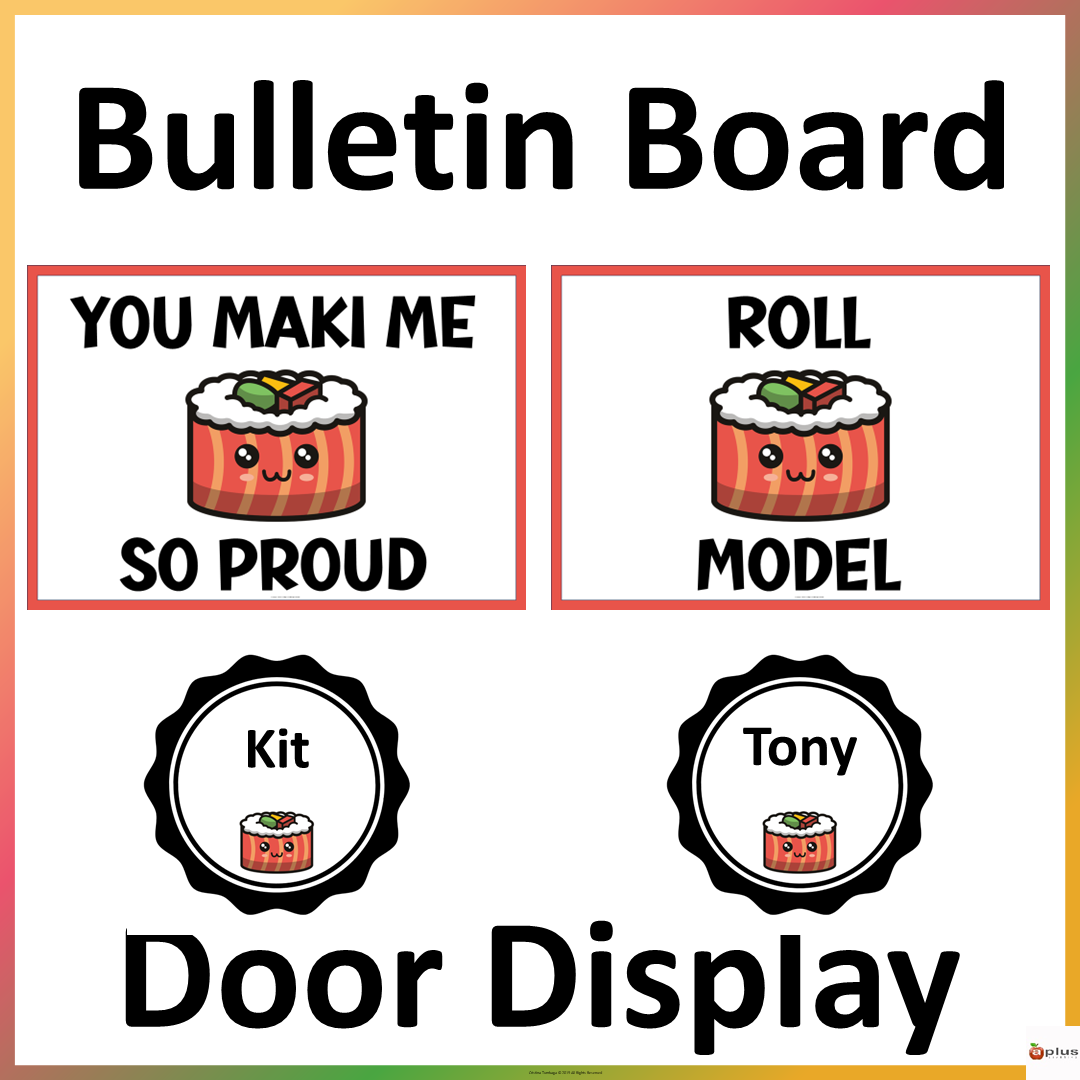 Food Pun Sushi Maki Roll Bulletin Board Door Display Decoration ...