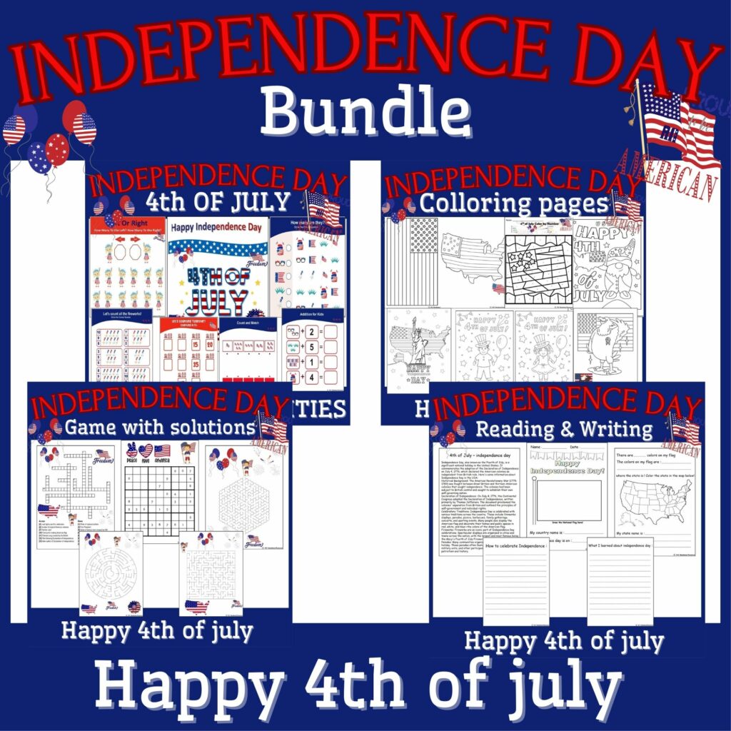 Independence Day Bundle Activities Math ColoringPages Game All About ...