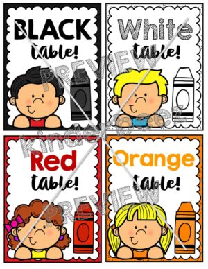 Colored Table Labels | Made By Teachers