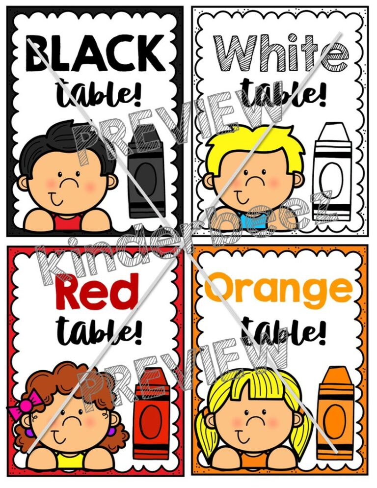 Colored Table Labels | Made By Teachers