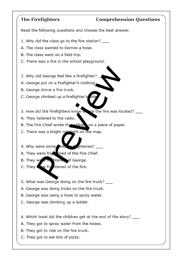"Curious George and the Firefighters" worksheets | Made By Teachers