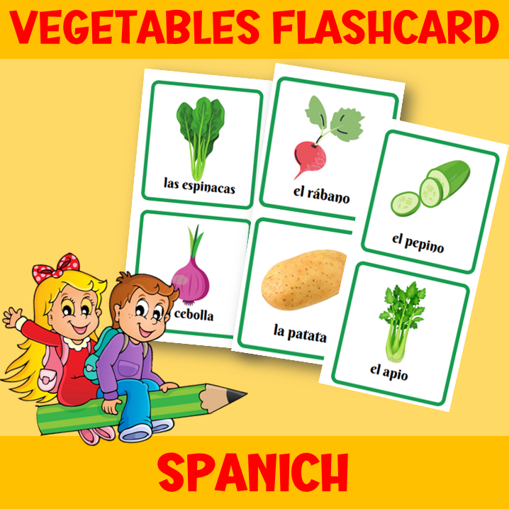 VEGETABLES FLASHCARD IN SPANICH | Made By Teachers