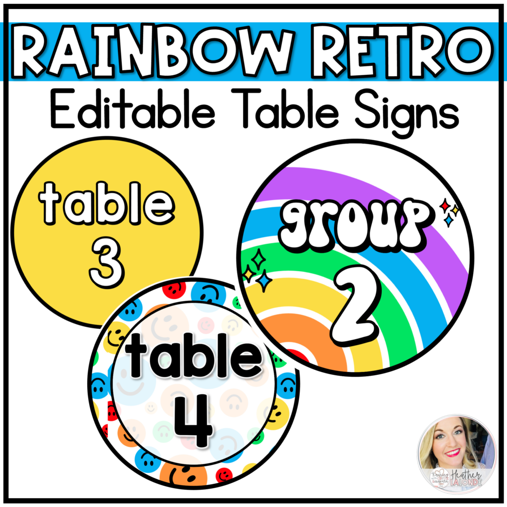 Table Numbers and Group Numbers Retro Rainbow | Groovy Retro Classroom ...