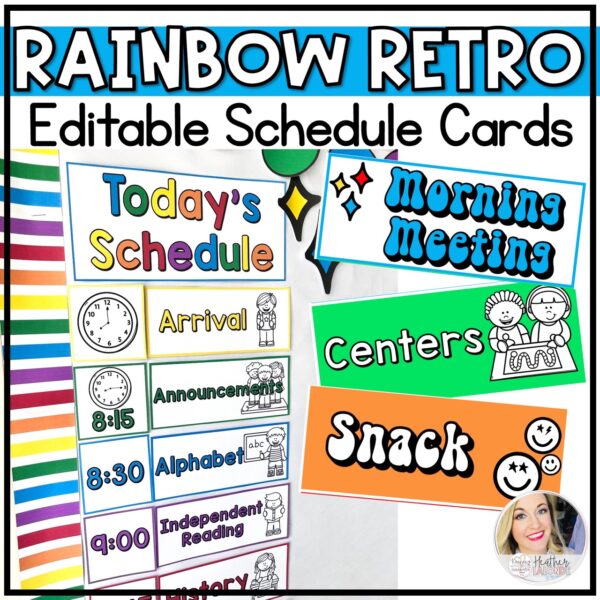 Classroom Daily Visual Schedule Cards Editable - Primary Rainbow | Made ...