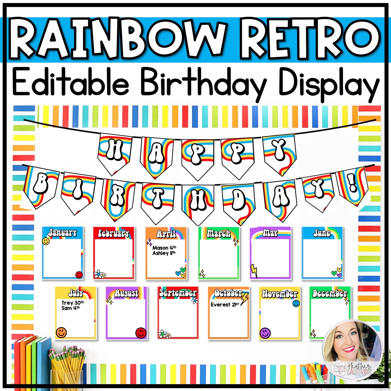 Retro Classroom Decor Birthday Display Primary Rainbow | Made By Teachers