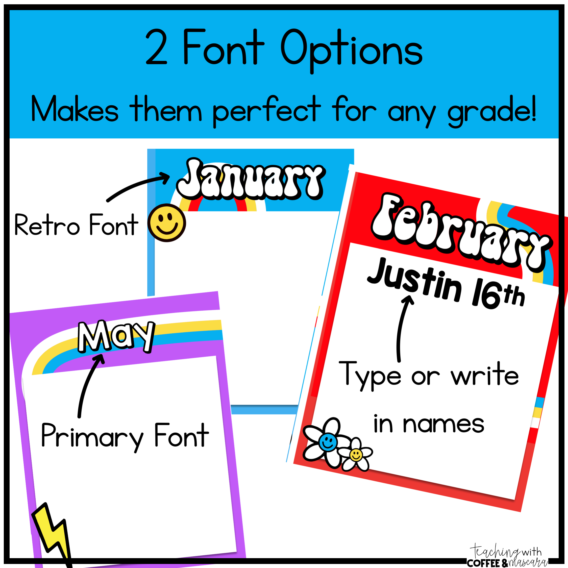 Retro Classroom Decor Birthday Display Primary Rainbow | Made By Teachers