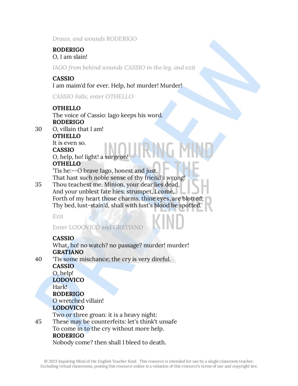 Othello Close Reading Analysis Worksheets Bundle with Answer Keys ...