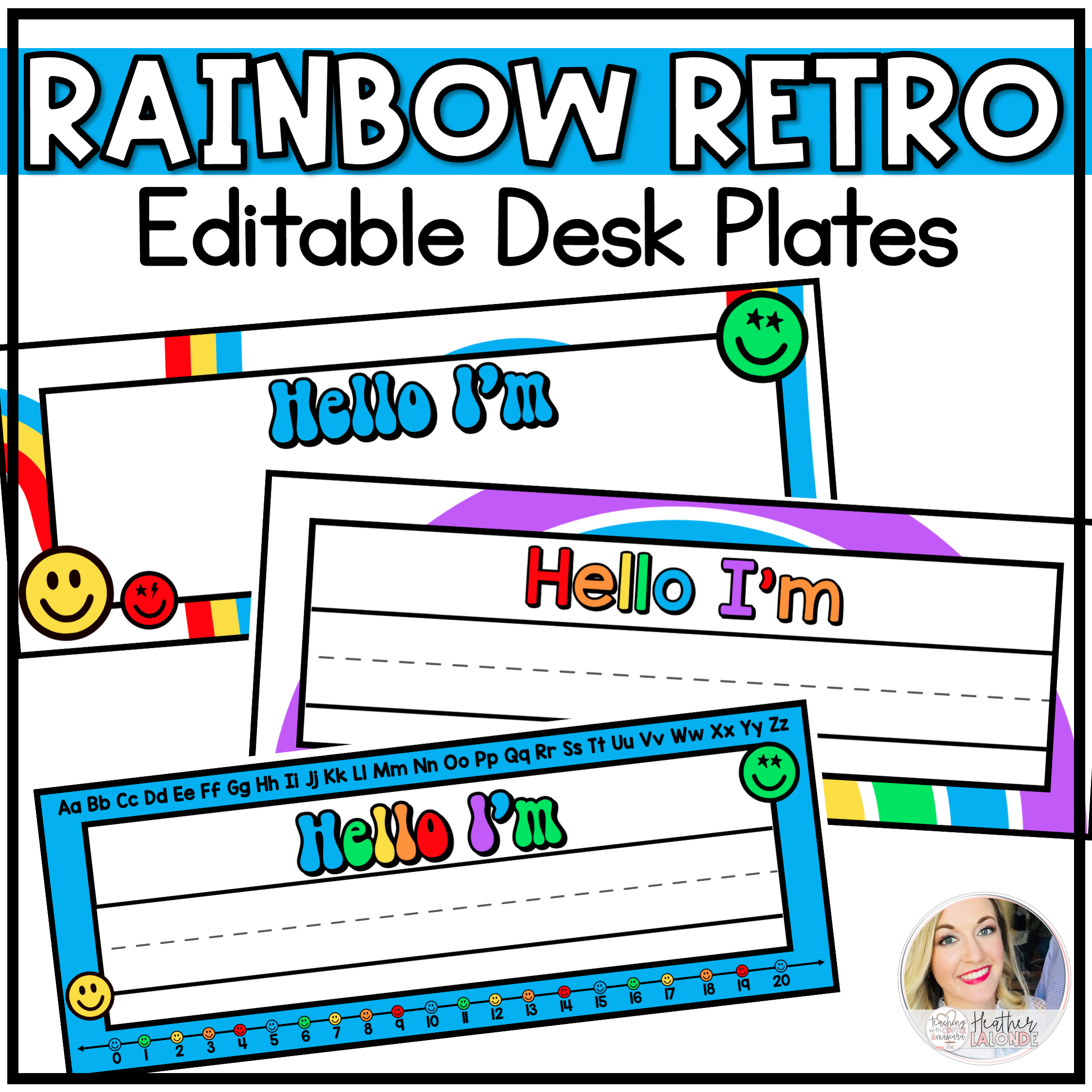Desk Name Tags Rainbow Retro | Made By Teachers