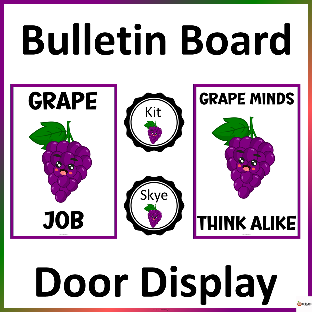 Food Pun Grape Bulletin Board Door Display Decoration Editable | Made ...