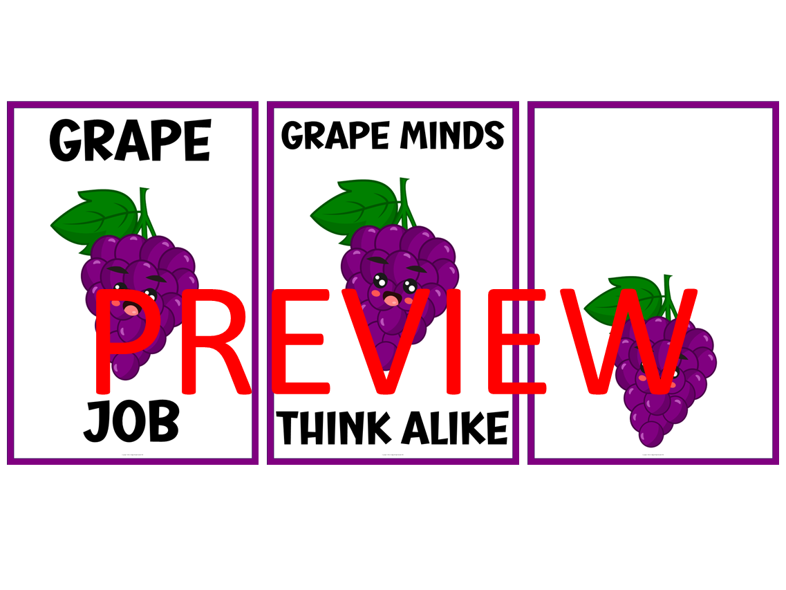 Food Pun Grape Bulletin Board Door Display Decoration Editable | Made ...