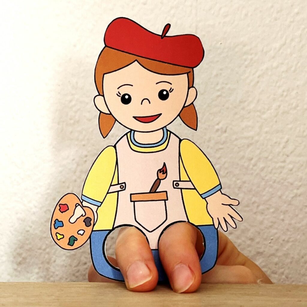 Artist Painter Finger Puppet Printable Worker Career Coloring Paper ...