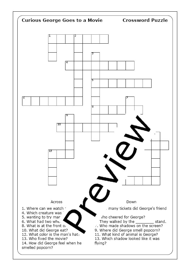 "Curious George Goes to a Movie" worksheets | Made By Teachers