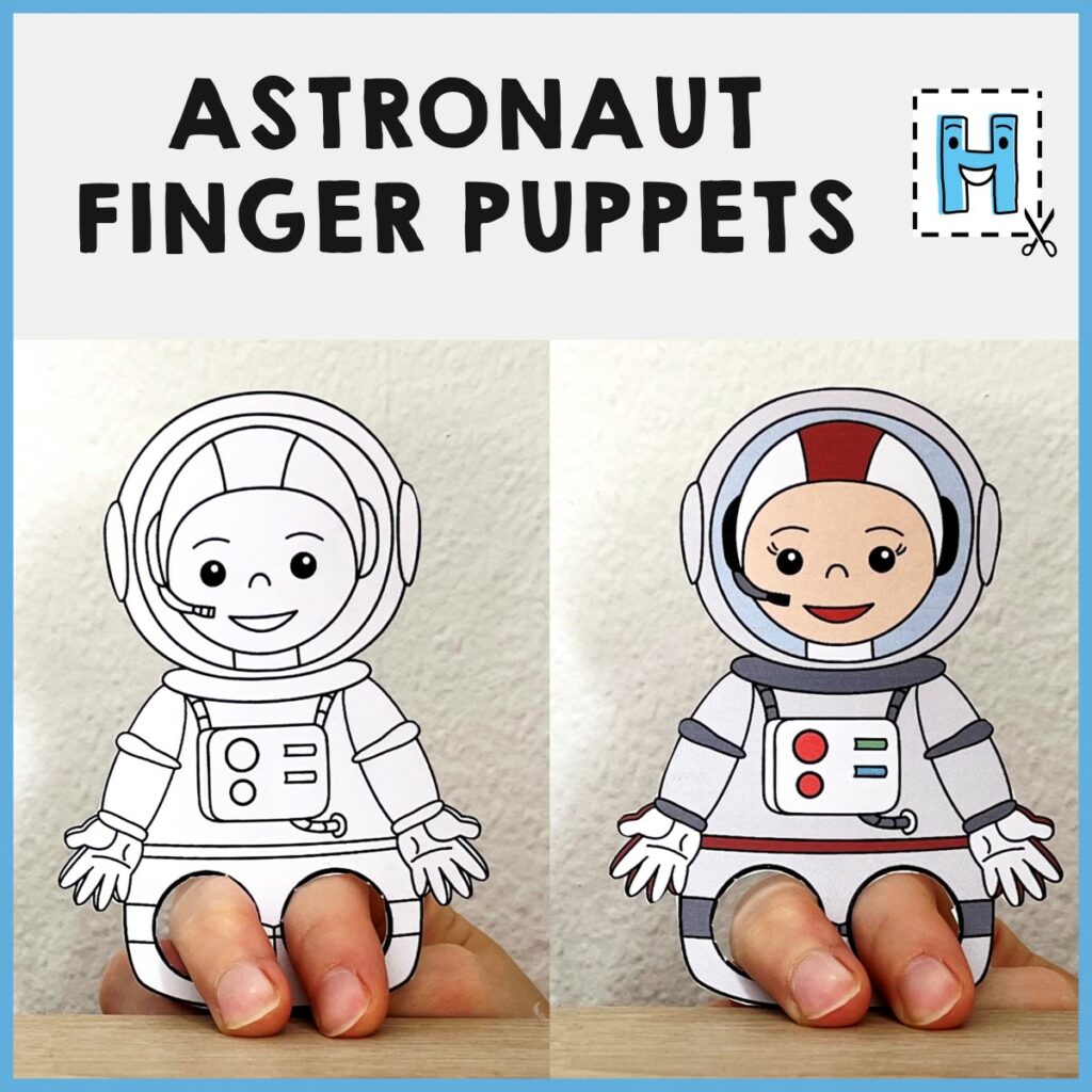Astronaut Finger Puppet Printable Worker Career Coloring Paper Craft ...