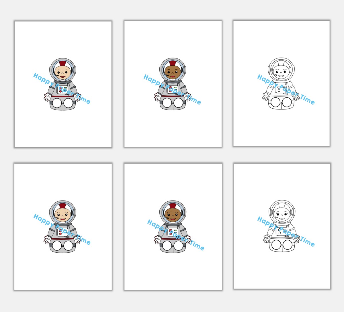 Astronaut Finger Puppet Printable Worker Career Coloring Paper Craft ...