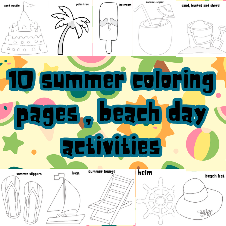 beach themed activities | 10 summer coloring pages | beach day ...
