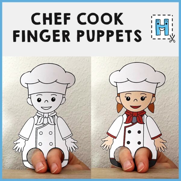 Chef Cook Finger Puppet Printable Worker Career Coloring Paper Craft ...
