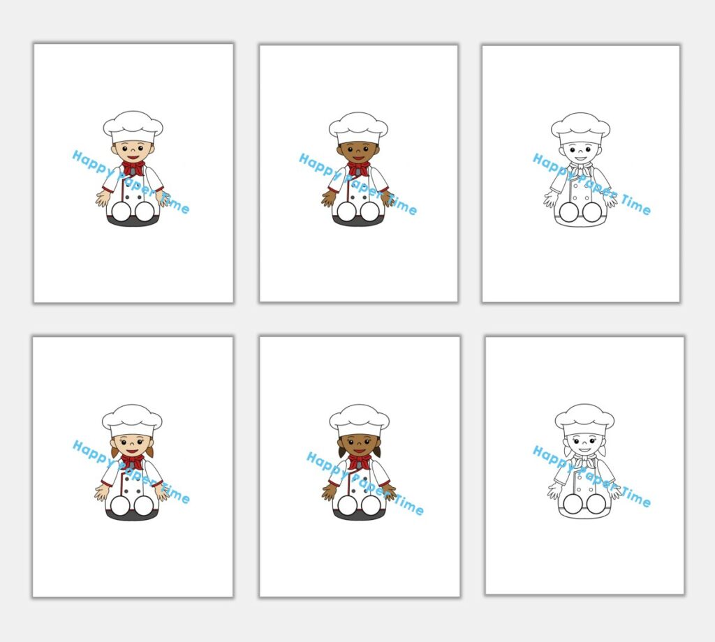 Chef Cook Finger Puppet Printable Worker Career Coloring Paper Craft ...