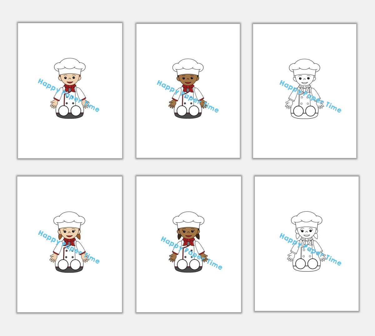 Chef Cook Finger Puppet Printable Worker Career Coloring Paper Craft ...