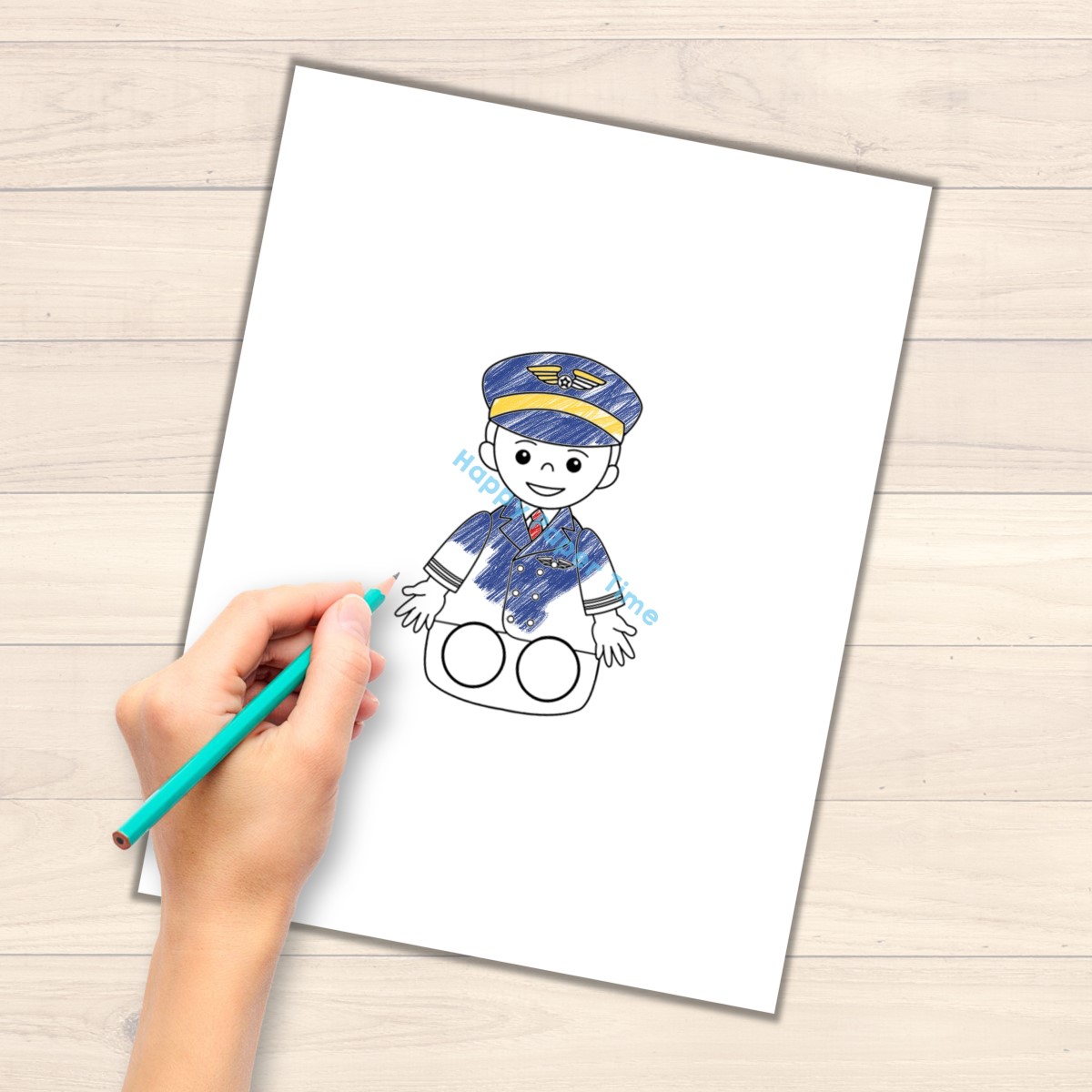 Pilot Finger Puppet Printable Worker Career Coloring Paper Craft ...