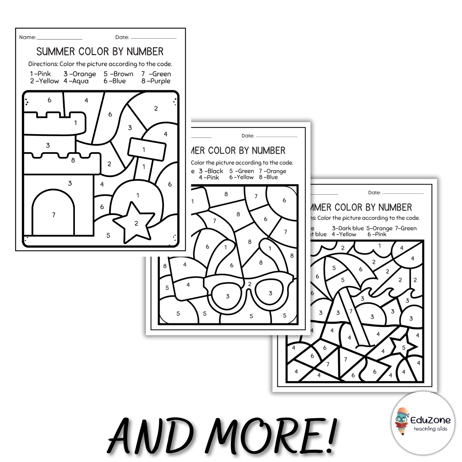 Creative Summer Color By Number: Relaxing Beach, Nature, and Fun ...