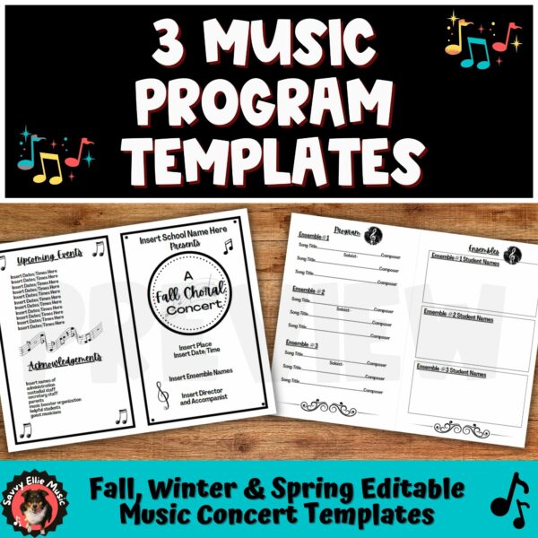 3 Music Concert Program Templates for choir, band, orchestra & gen ...